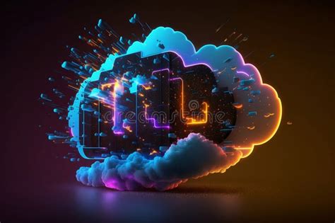 Database Digital Cloud Storage Computing Technology Illustration Ai Generative Stock