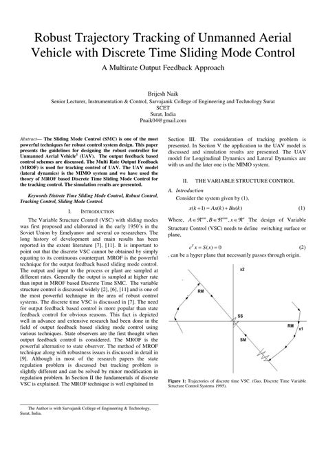 PDF Robust Tracking Control Of Unmanned Aerial Vehicle With Sliding Mode Control System A