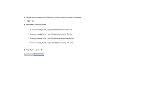 Solved In A Simple Linear Regression The Following Sample