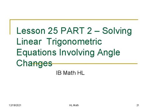 Lesson 27 Solving Linear Trigonometric Equations Ib Math