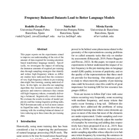 Frequency Balanced Datasets Lead To Better Language Models Acl Anthology