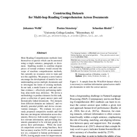 Constructing Datasets For Multi Hop Reading Comprehension Across Documents Acl Anthology