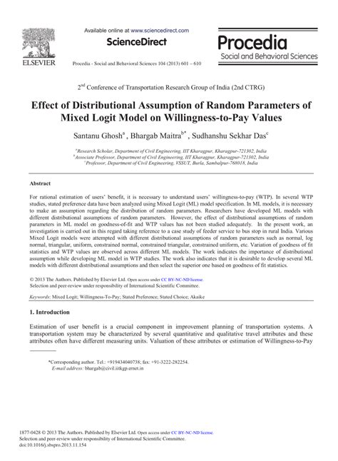 Pdf Effect Of Distributional Assumption Of Random Parameters Of Mixed