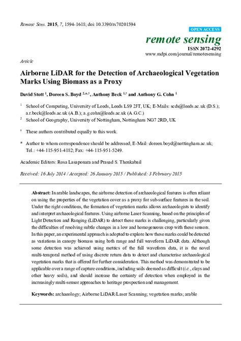 Pdf Airborne Lidar For The Detection Of Archaeological Vegetation