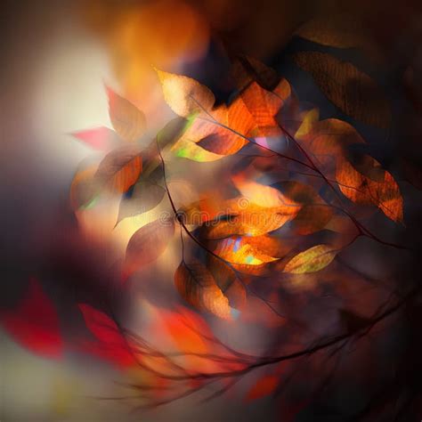 Autumn Background With Colorful Leaves And Bokeh Effect Toned Stock Illustration Illustration