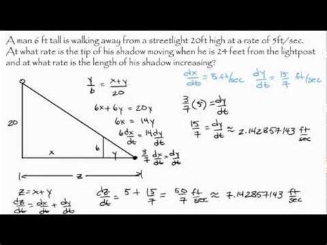 Calculus Related Rates Shadow Lightpost Problem Intuitive Math Help