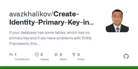 Github Avazkhalikovcreate Identity Primary Key In All Tables If