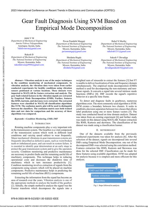 Pdf Gear Fault Diagnosis Using Svm Based On Empirical Mode Decomposition