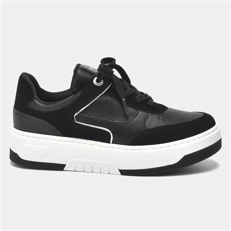 tênis casual prata e preto 126 008 03 loja via marte