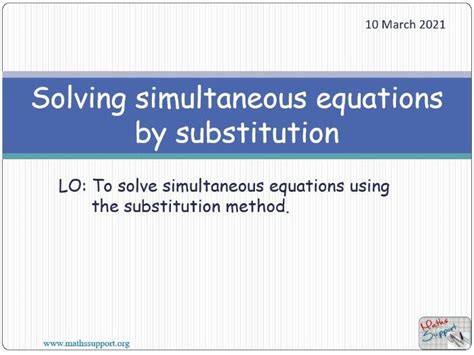 Solving Simultaneous Equations By Substitution Teaching Resources