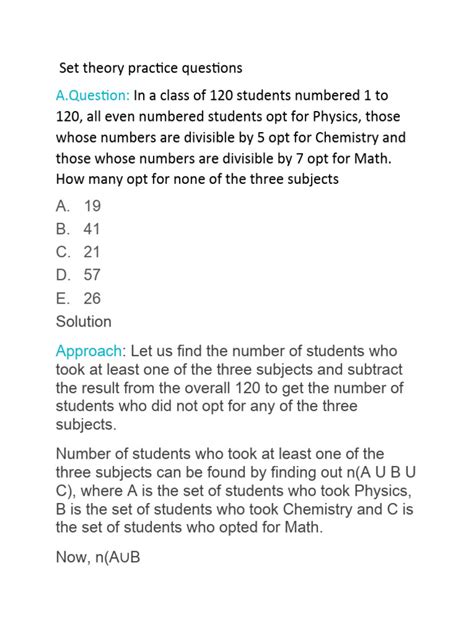 Set Theory Questions Pdf Linguistics