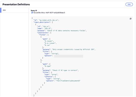 Presentation Definition Editor Affinidi Documentation