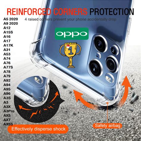 Oppo Shockproof Back Casing Case A12 A15 A16 A17 A31 A53 A60 A74 A76