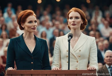 Two Redhead Women On Podium Stable Diffusion Online