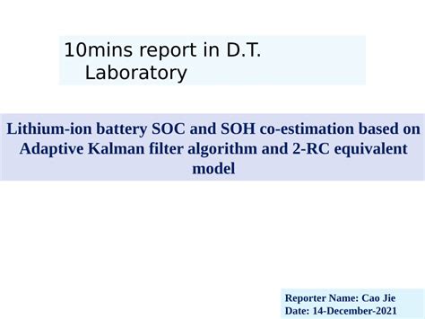 Pdf Lithium Ion Battery Soc And Soh Co Estimation Based On Adaptive