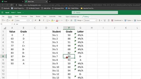 Use The Xlookup Function In Excel To Display Letter Grades Based On Numeric Scores Youtube