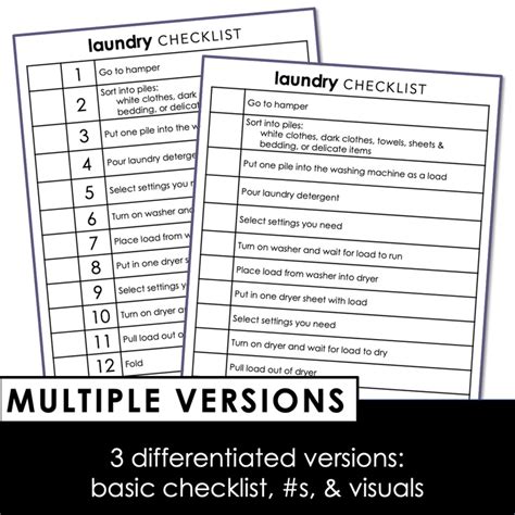 Laundry Checklist Task Analysis — Autism Grown Up