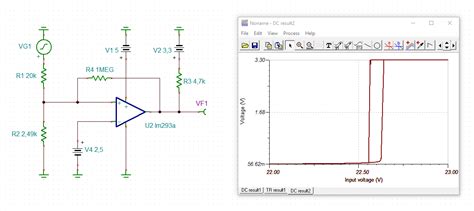 Lm293a Comparator Implementation With Hysteresis Amplifiers Forum Amplifiers Ti E2e