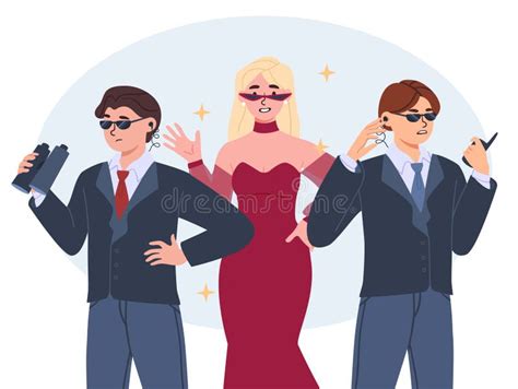 телохранители с женским вектором Иллюстрация вектора иллюстрации насчитывающей изолировано