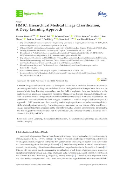 Pdf Hmic Hierarchical Medical Image Classification A Deep Learning Approach