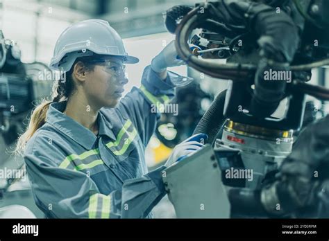 Engineer Working Machine Assembly In Advance Technology Robotic Factory