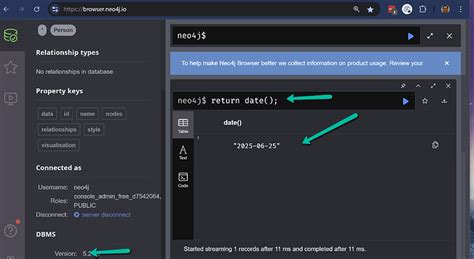 neo4j browser does t appear to support functions like date yet they