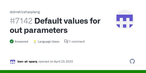 Default Values For Out Parameters · Dotnet Csharplang · Discussion