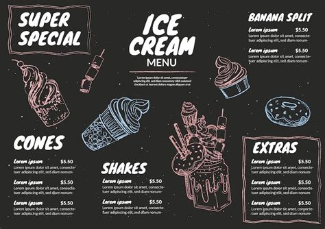 2 페이지 아이스크림 메뉴판 도면 이미지 Freepik에서 무료 다운로드
