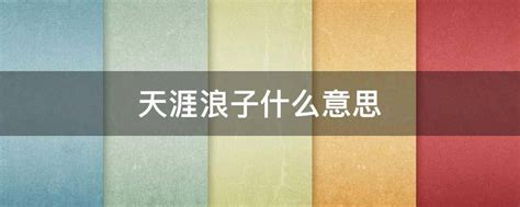 天涯浪子什么意思 业百科