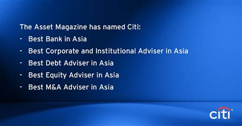 Citi On Linkedin Citi Is Honored To Be Named Best Bank In Asia By The Asset Magazine This