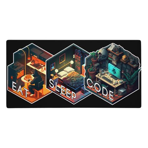 eat sleep code mouse pad sunset geek