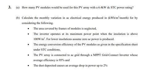 Solved A How Many PV Modules Would Be Used For This PV Chegg