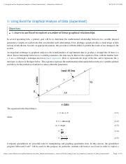 Using Excel For Graphical Analysis Of Data Experiment 1 Pdf 1 Using Excel For Graphical