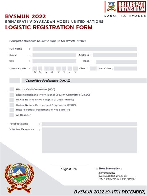 Logistic Registration Form Pdf