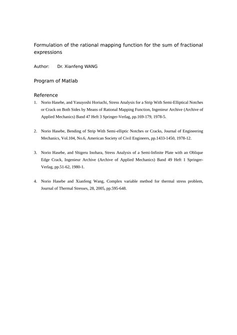 Pdf Formulation Of The Rational Mapping Function