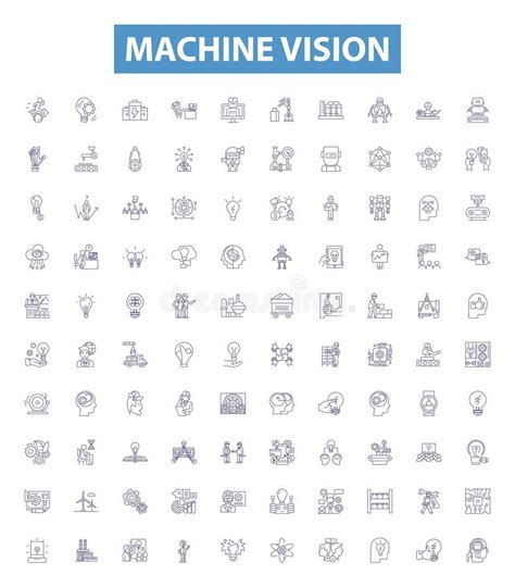Machine Vision Line Icons Signs Set Robotics Automation Computer Vision Ocr Ai Sensors