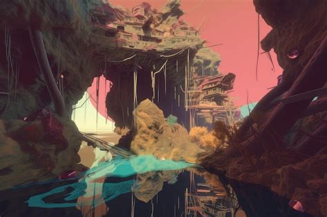 Premium Ai Image Surreal And Dreamlike Environment With Glitchy Effects And Distortions
