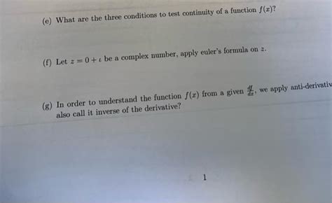 E What Are The Three Conditions To Test Continuity Chegg