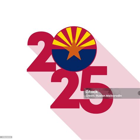 애리조나 주 깃발이 있는 긴 그림자 2025 배너 벡터 일러스트 레이 션 2025년에 대한 스톡 벡터 아트 및 기타 이미지