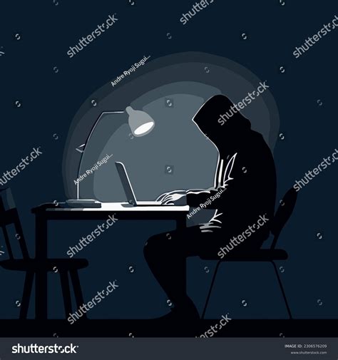Hacker Sitting Working On Laptop Cyber Stock Vector Royalty Free 2306576209 Shutterstock