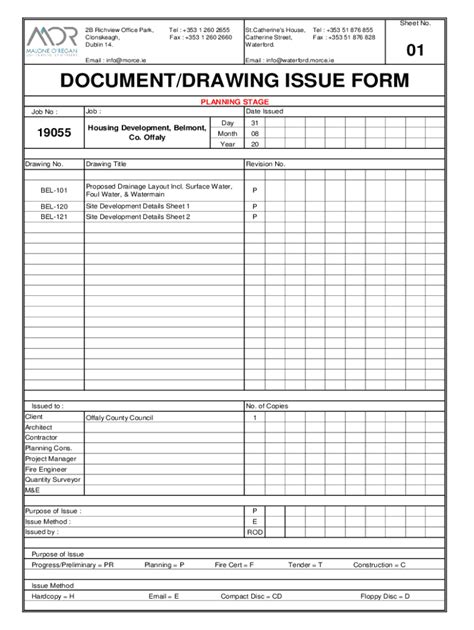 Fillable Online Documentdrawing Issue Form Fax Email Print Pdffiller