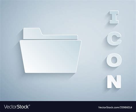 Paper Cut Document Folder Icon Isolated On Grey Vector Image