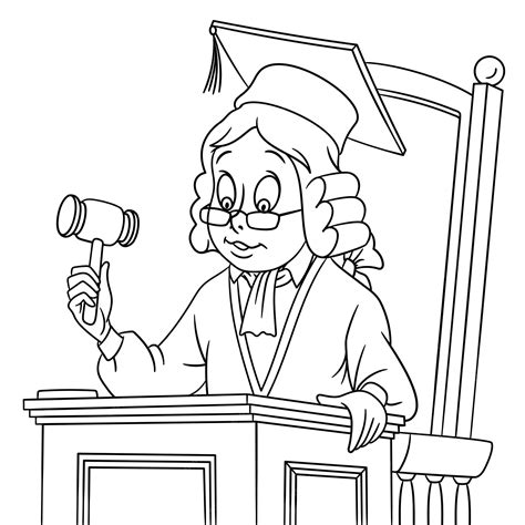 Premium Vector Cute Judge Pronouncing Verdict Cartoon Coloring Book