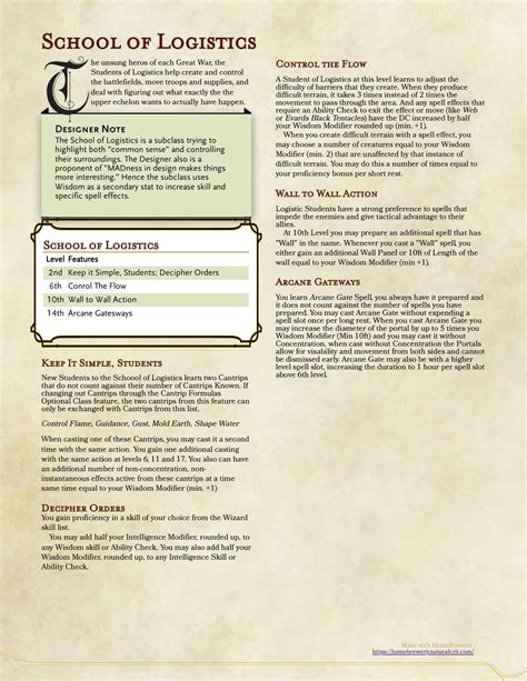 wizard subclass school of logistics the less glamorous working