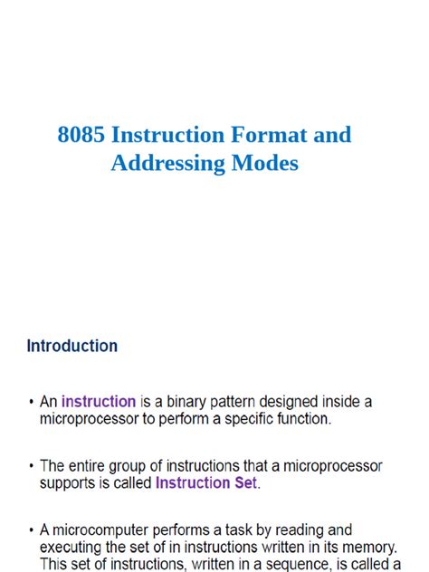 8085 Instruction Format And Addressing Modes Pdf