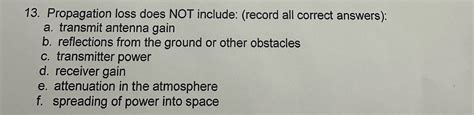 solved propagation loss does not include record all correct