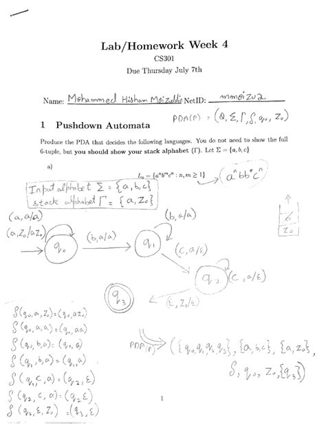 Cs301 Hw4 Homework 4 Cs 301 Studocu