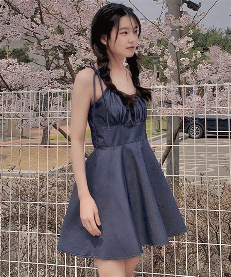 베로나 데님 리본 뷔스티에 원피스 2color 에이블리