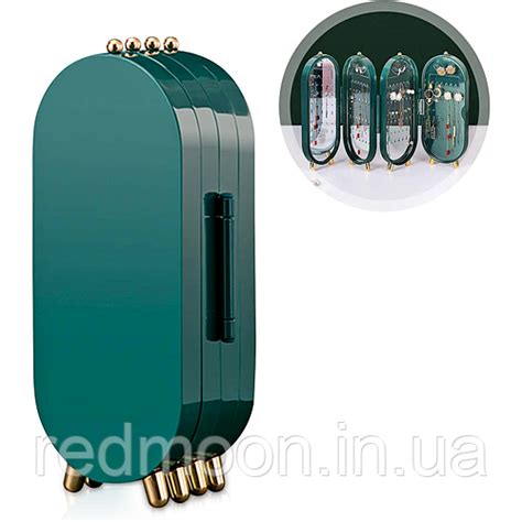 Складна скринька для прикрас із дзеркалом Cx 9001 Зелена Скриня органайзер для біжутерії Id