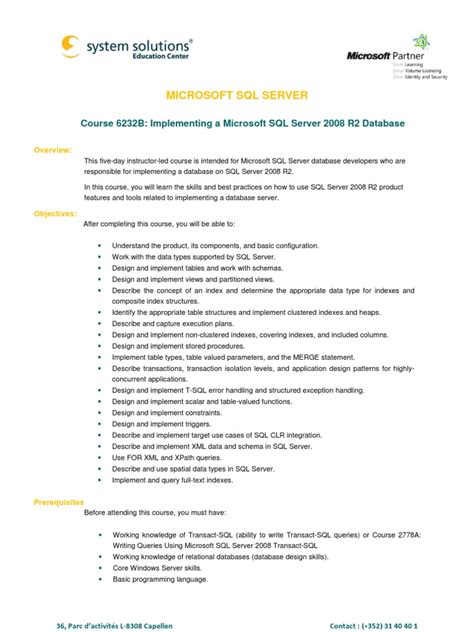 Course 6232b Microsoft Sql Server Download Free Pdf Microsoft Sql